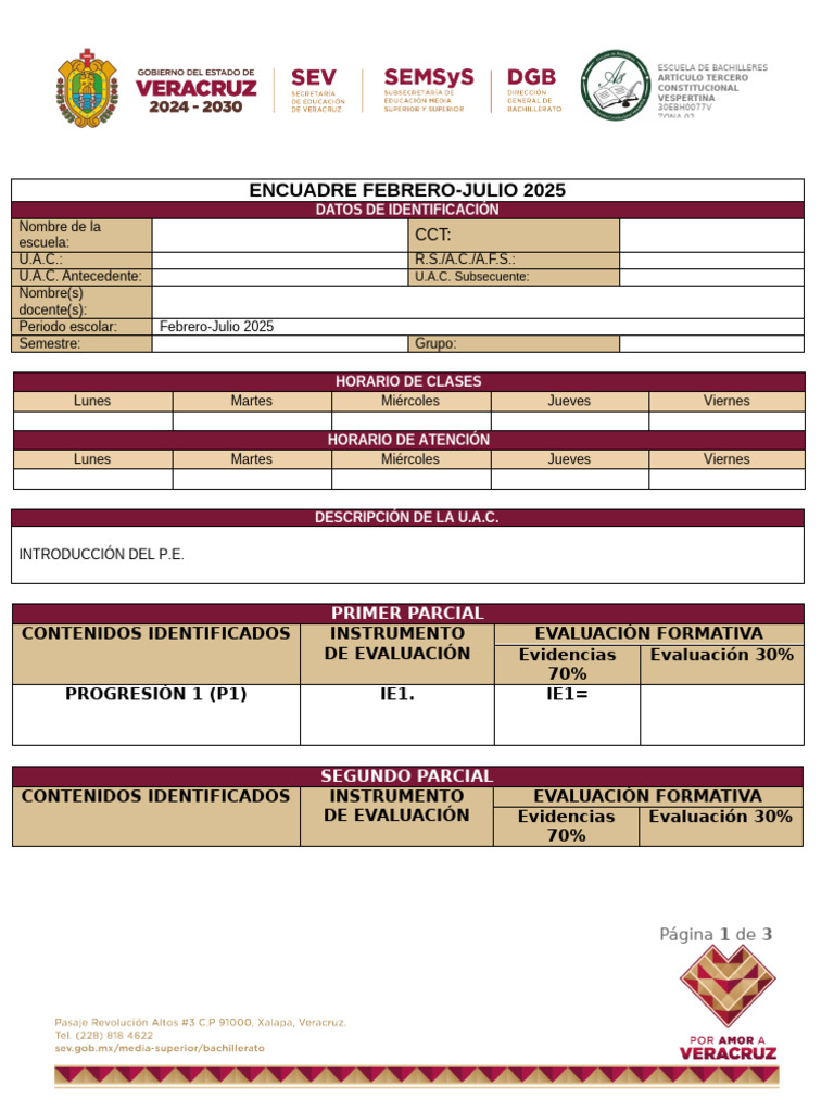 Encuadre Escolar Febrero-Julio 2025 | PDF