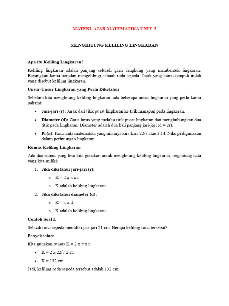 MATERI AJAR MATEMATIKA UNIT 3 | PDF
