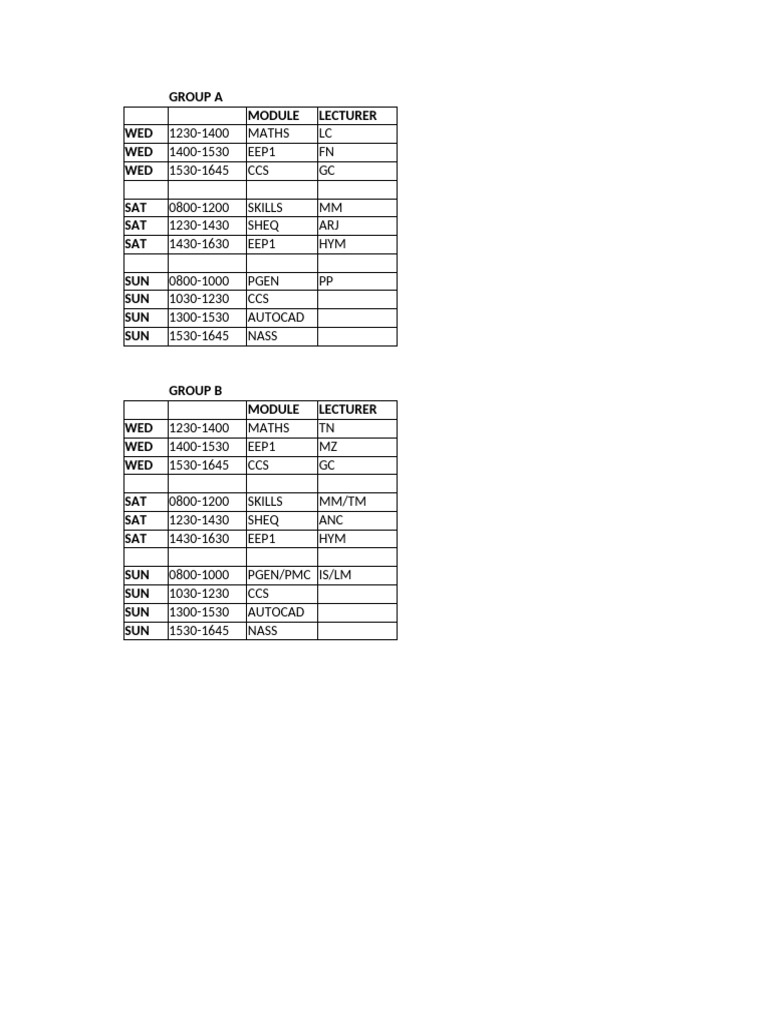 2025 Block Timetable Draft 1 | PDF