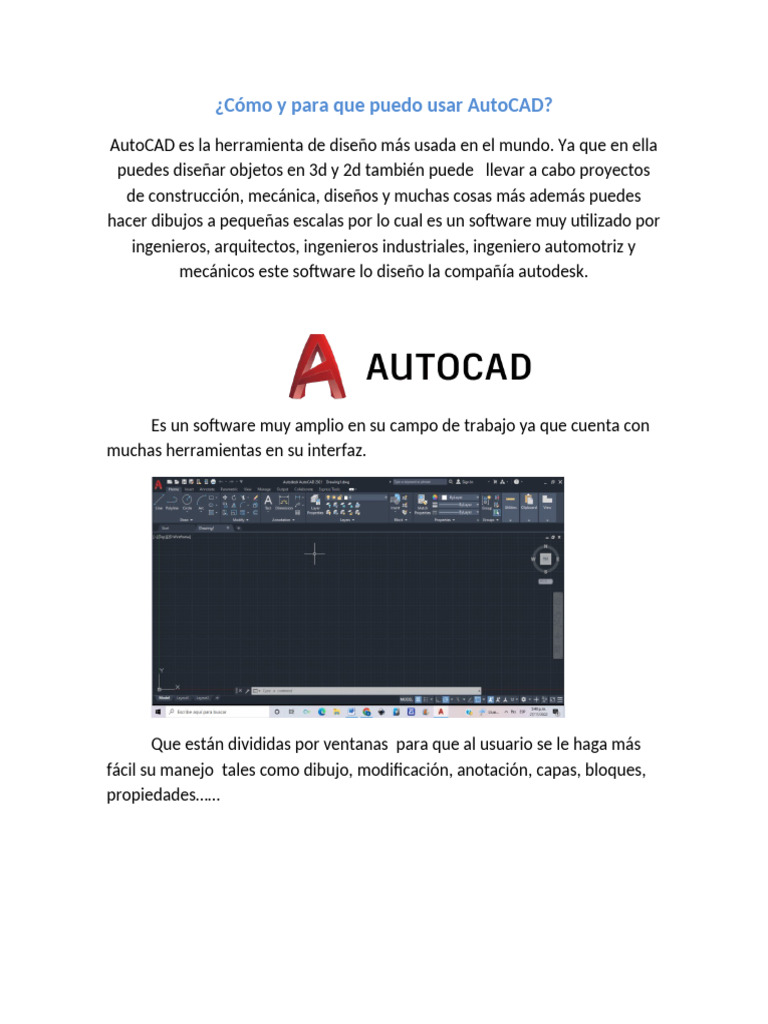 Cómo y para Que Puedo Usar AutoCAD | PDF