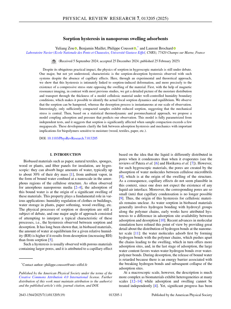 Sorption Hysteresis in Nanoporous Materials | PDF | Adsorption | Diffusion
