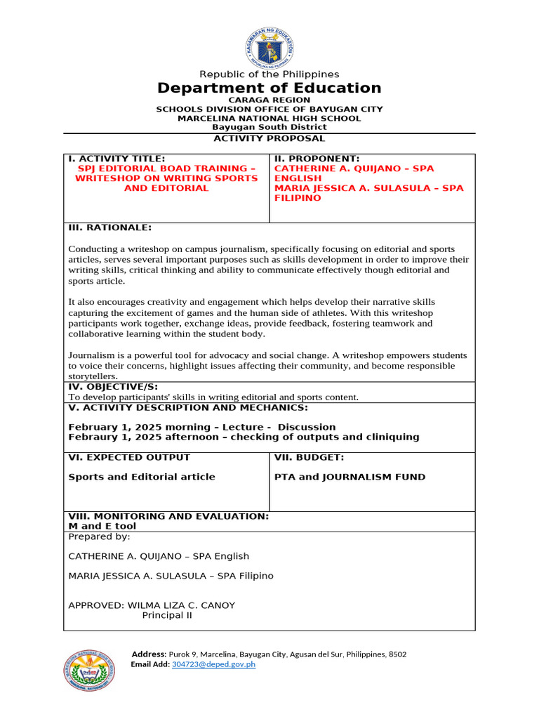 Template School Activity Proposal 2024 | PDF | Learning | Cognition