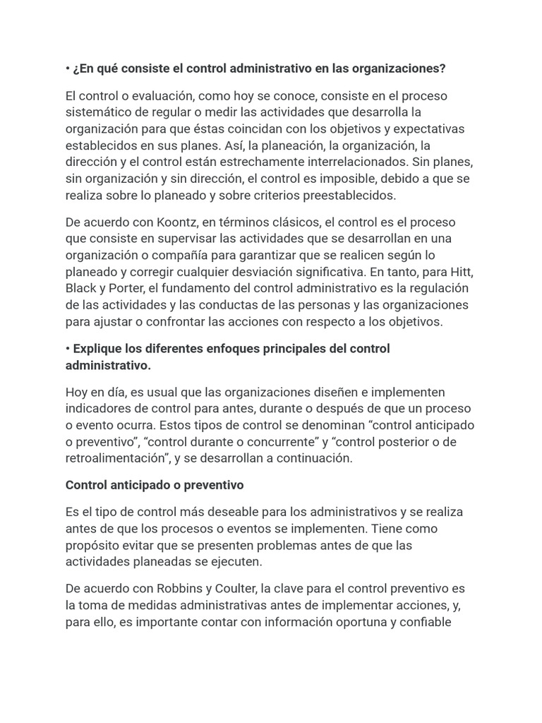 Enfoques y Herramientas del Control Administrativo | PDF | Business | Calidad (comercial)