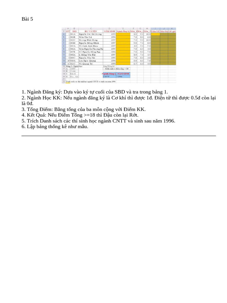 Bai Tap Nghe Excel5 | PDF