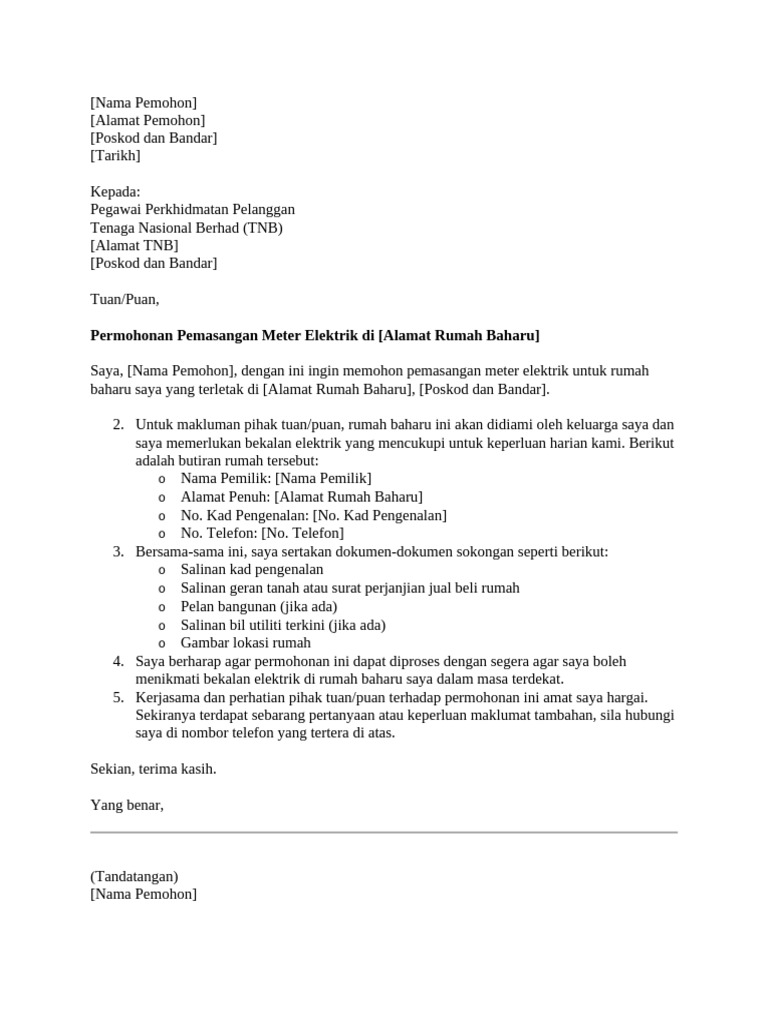 Permohonan Meter Elektrik | PDF