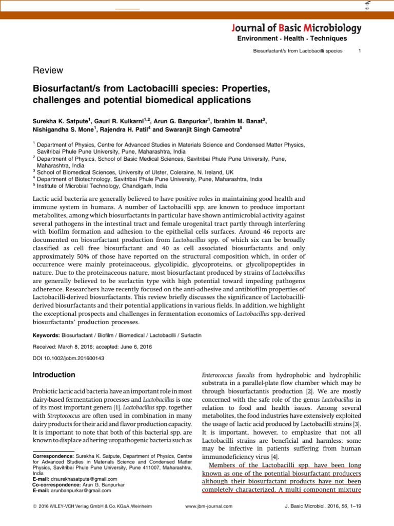 Biosurfactants From LAB | PDF | Lactobacillus | Surfactant