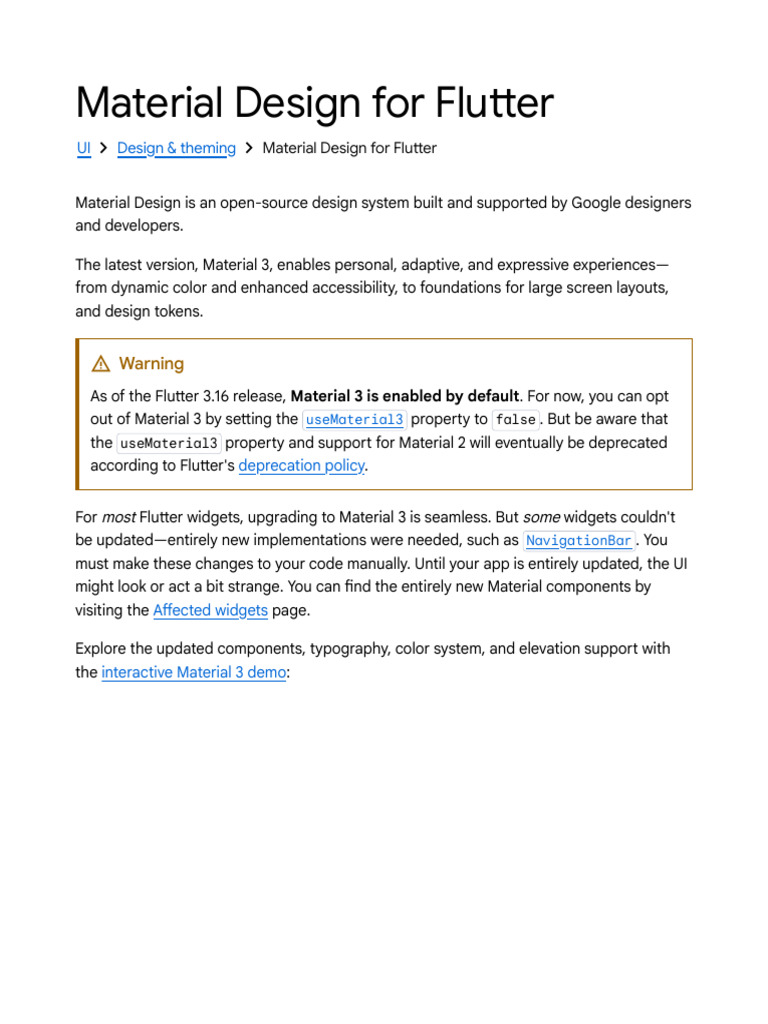 Material Design For Flutter - Flutter | PDF