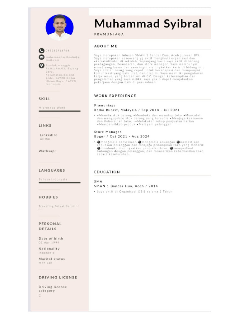 cv baru M.syibral | PDF