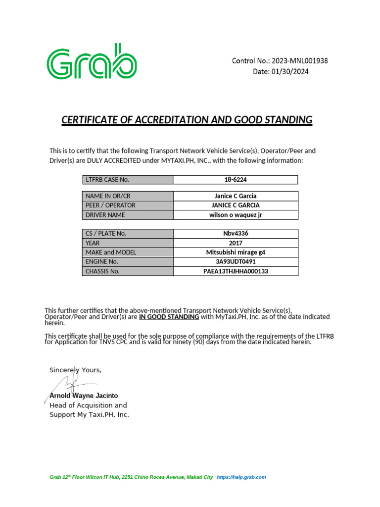 B.1. Certificate of Good Standing | PDF