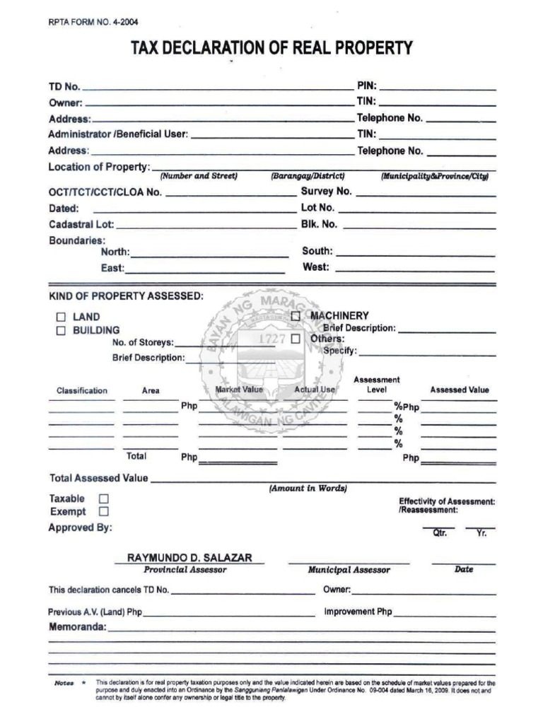 real property - tax declaration of real property | PDF