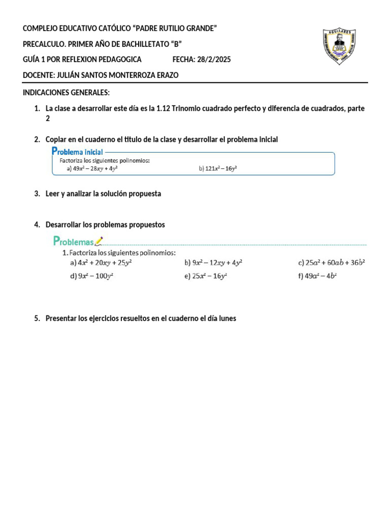 Guía 1. Precalculo | PDF