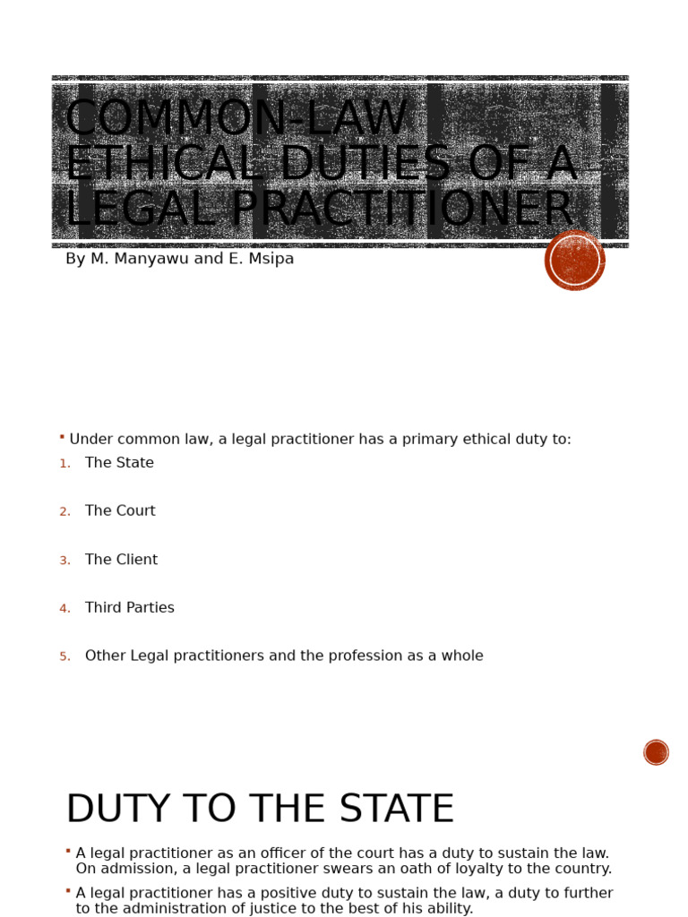 Ethical Duties of Legal Practitioners | PDF | Lawyer | Conflict Of Interest