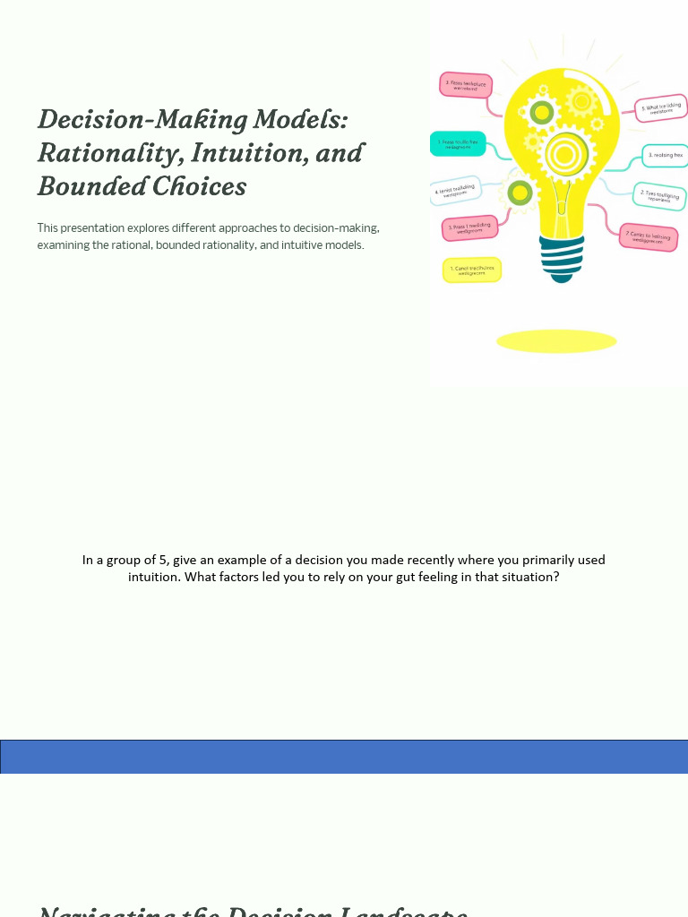 Decision Making Models Rationality Intuition and Bounded Choices | PDF | Decision Making ...