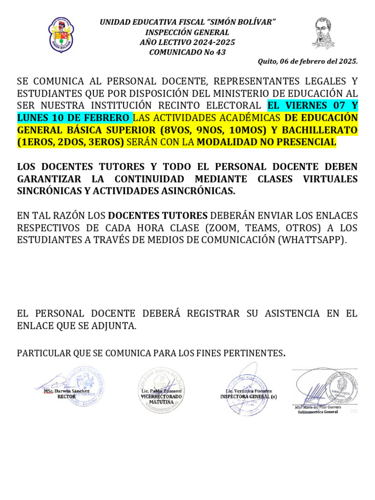 Comunicado 43 - Recinto Electoral | PDF