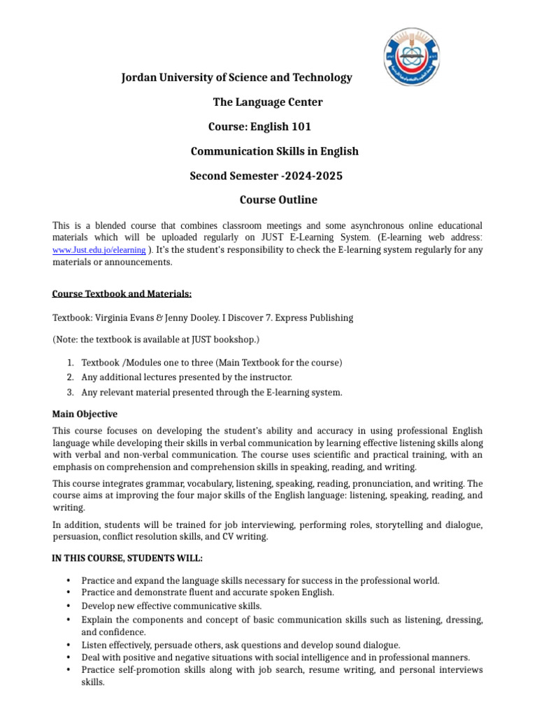 101 Syllabus Second Semester 2025 | PDF | Educational Technology ...