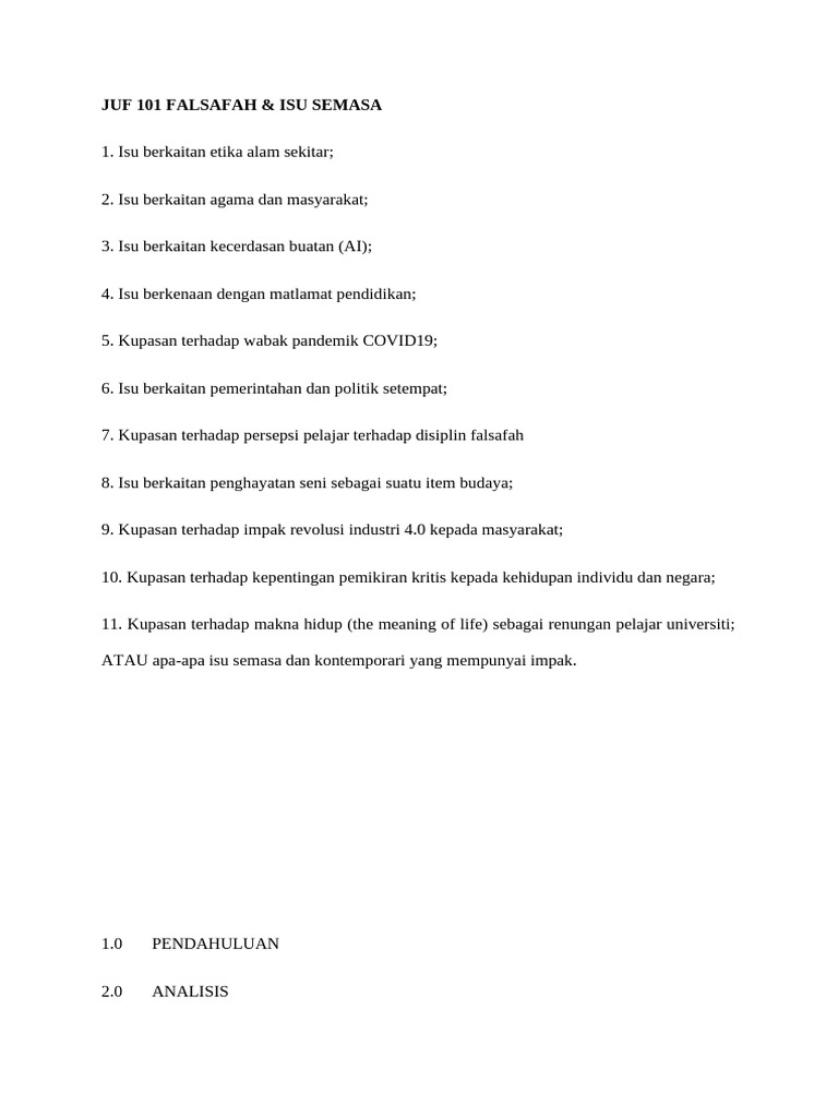 Juf 101 Falsafah & Isu Semasa | PDF