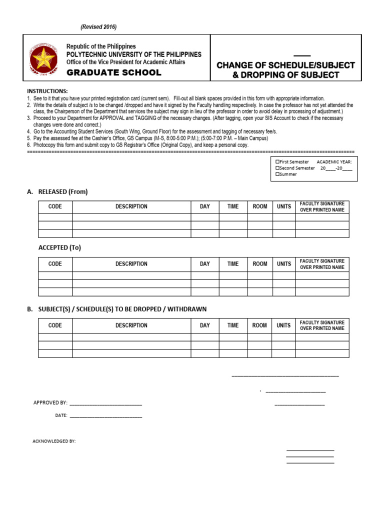 GSR Form No. 02 Ace Form - Changing & Dropping | PDF