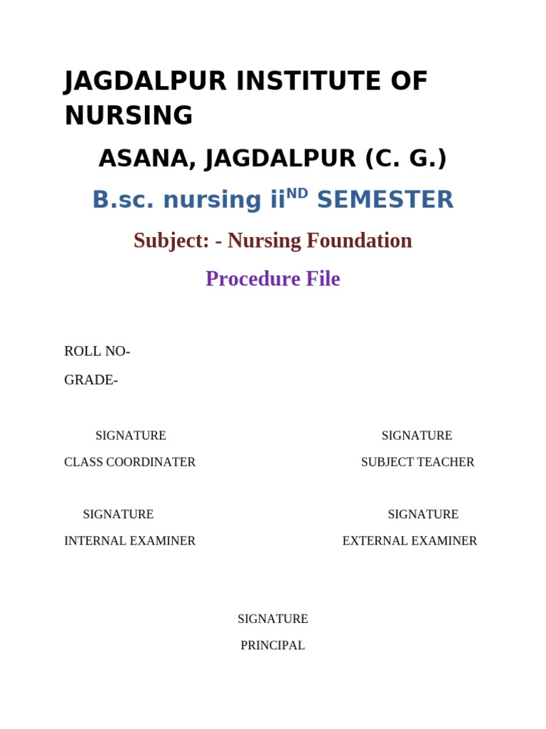 B.Sc. Nursing Foundation Assignment Front Page | PDF