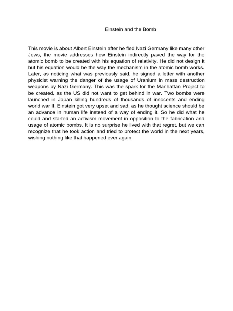 Einstein and The Bomb | PDF