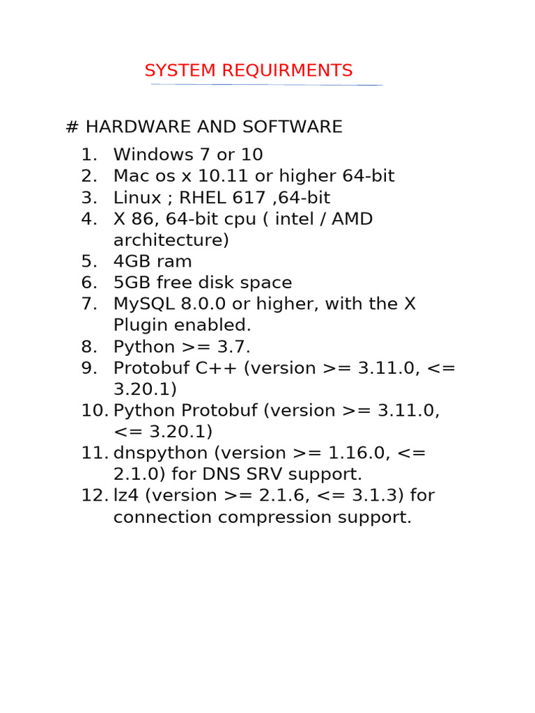 System Requirments | PDF