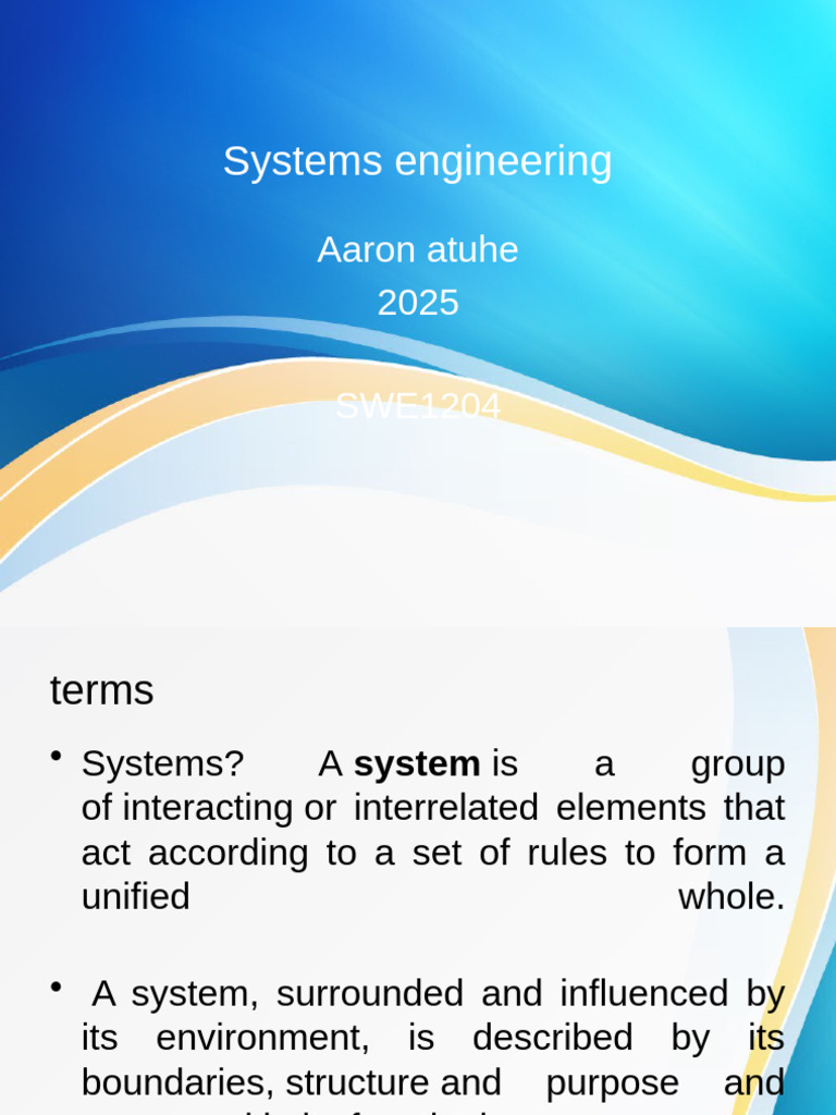 System Engineering CLASS Two 2025 | PDF | Systems Engineering | System