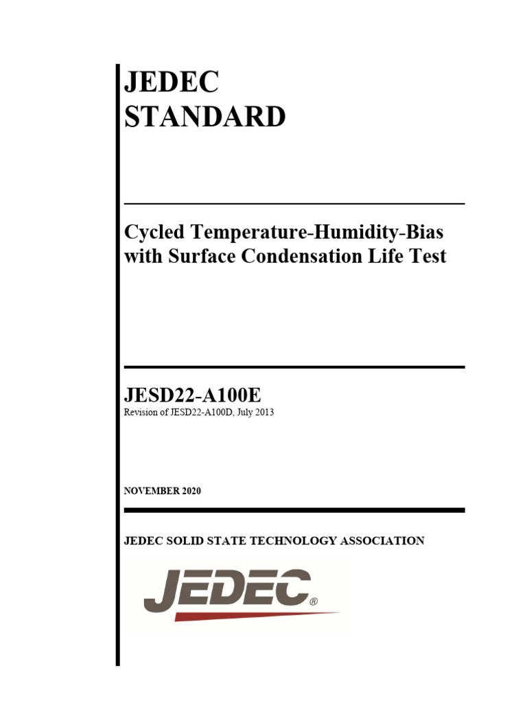 JEDEC JESD22-A100E：2020 Cycled Temperature-Humidity-Bias with Surface ...