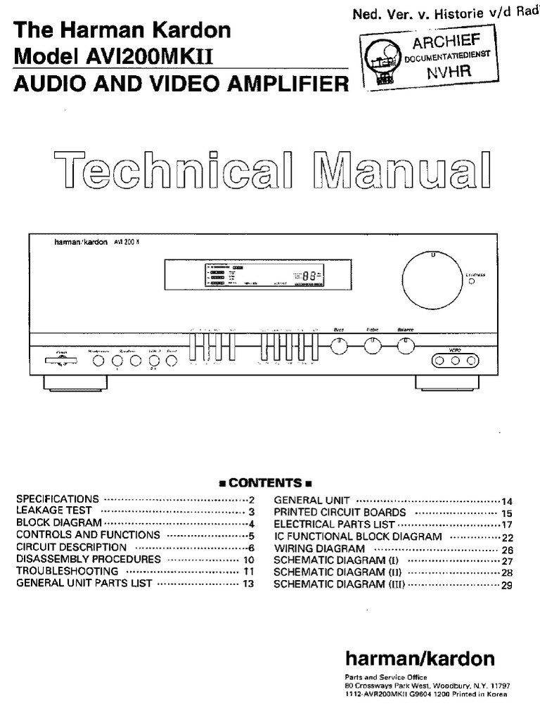 Harmankardon Avi-200 60w Audio Video Amplifier SM | PDF