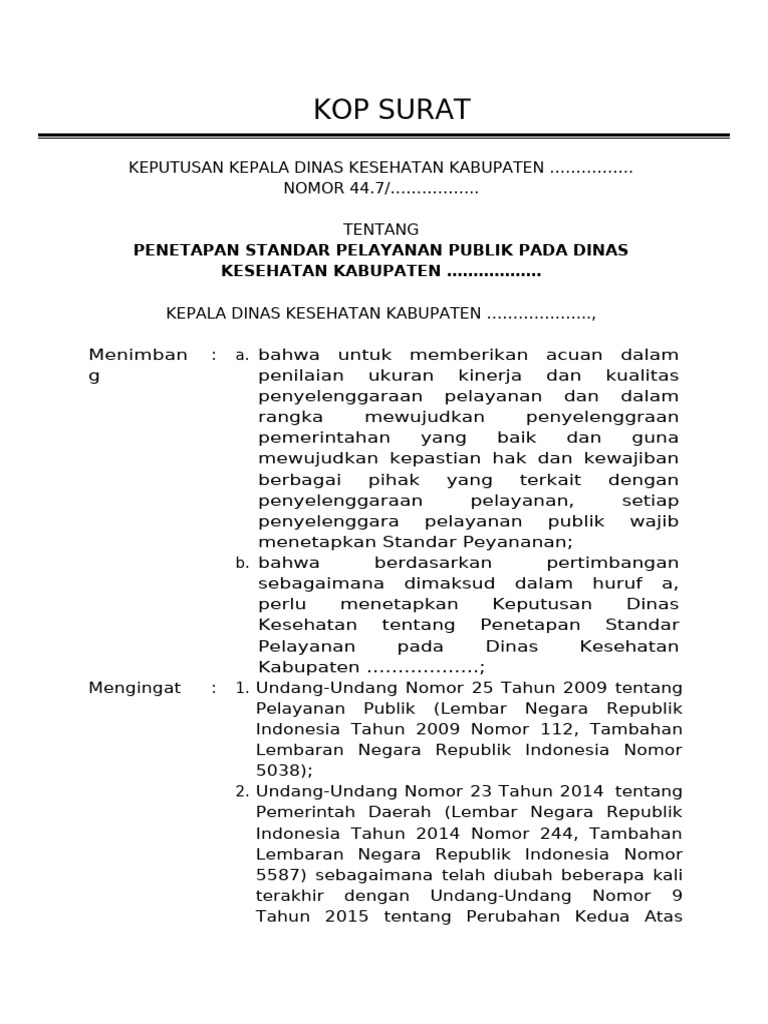 Sk Dinkes Pelayanan Publik | PDF