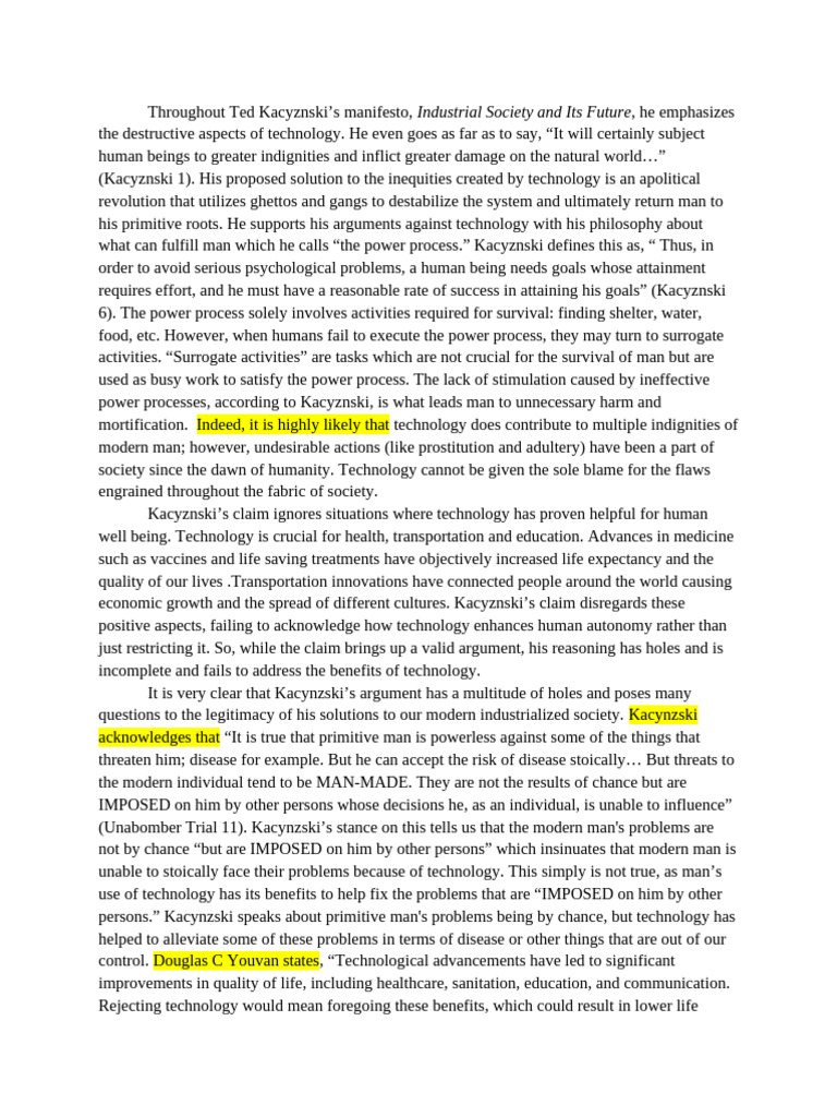 Unabomber Writing | PDF