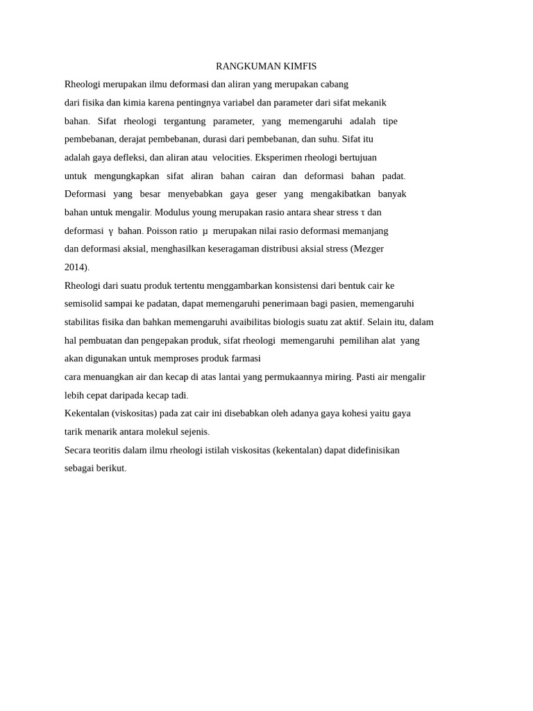 Rheology Viscosity | PDF