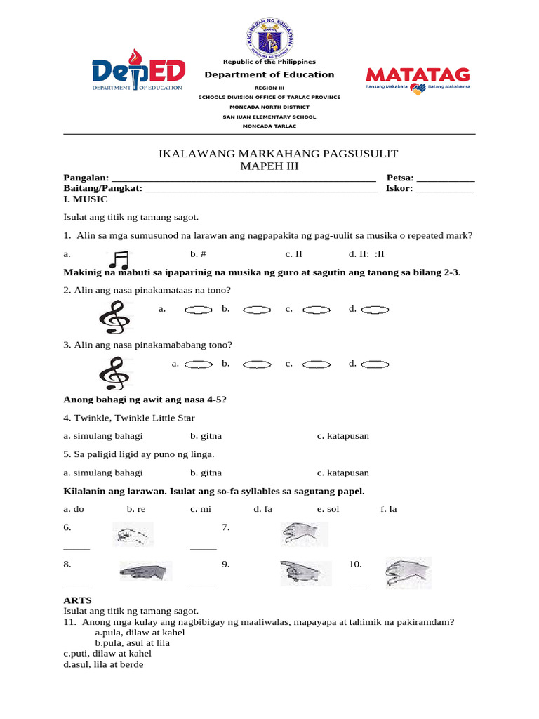 PT - Mapeh 3 - Q2 | PDF