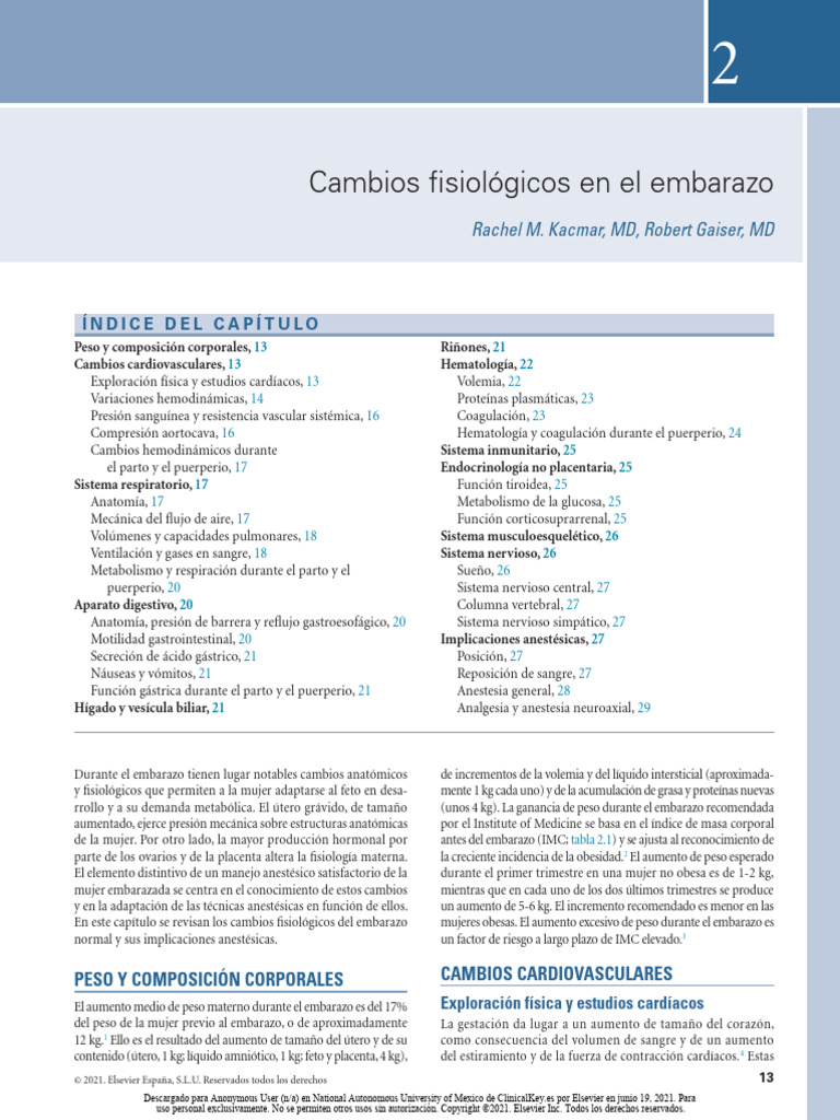 cambios fisiologicoa aen el embarazo | PDF | El embarazo | Especialidades Medicas