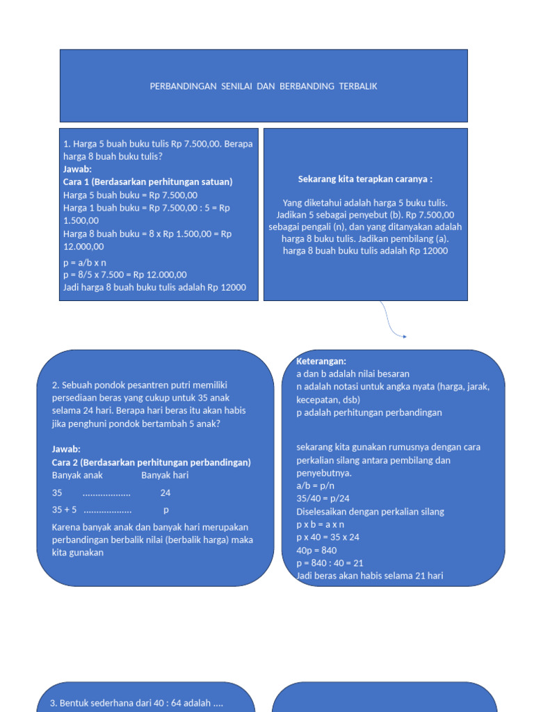 Soal Ulangan PH4 Perbandingan Senilai Dan Berbanding Terbalik | PDF