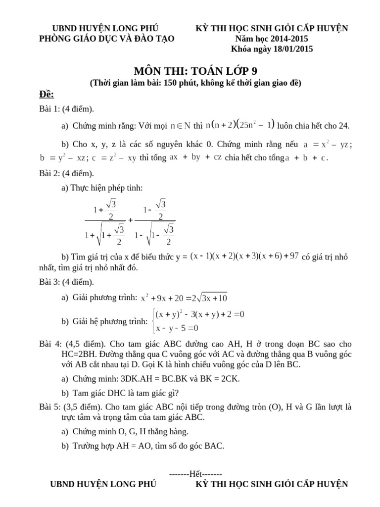 DE THI HSG TOAN 9 | PDF