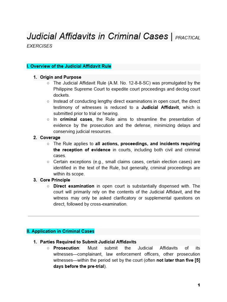 Judicial Affidavits in Criminal Cases | PDF | Affidavit | Witness