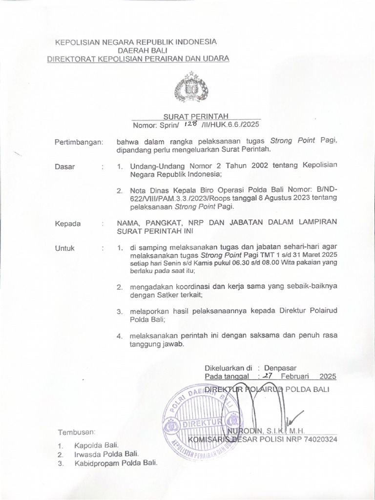 Sprin Strong Point Pagi Bulan Maret 2025 | PDF
