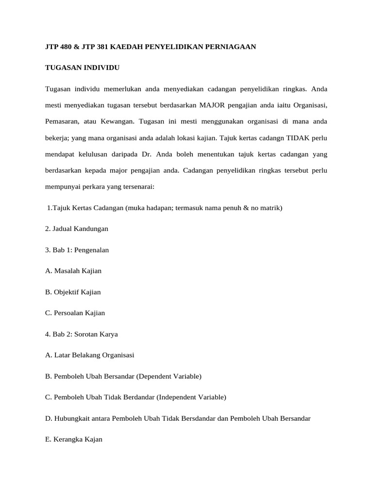 JTP 480 & JTP 381 Kaedah Penyelidikan Perniagaan | PDF