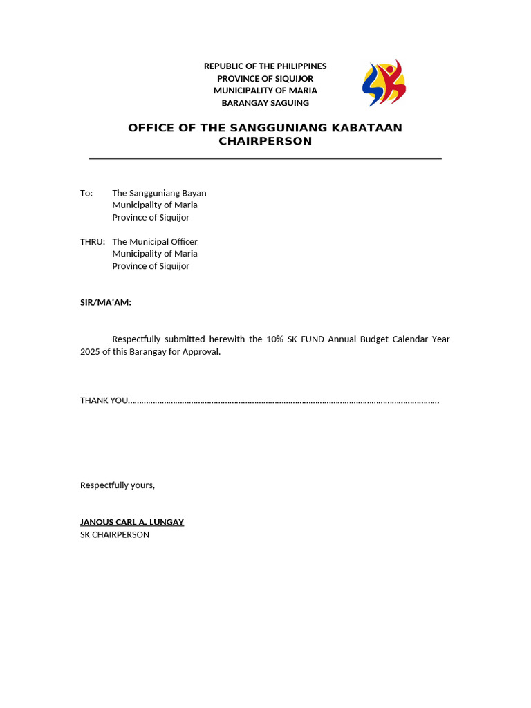 10 - Sk-Fund-Annual-Budget-Cy-2025-Brgy-Saguing For 2025 | PDF