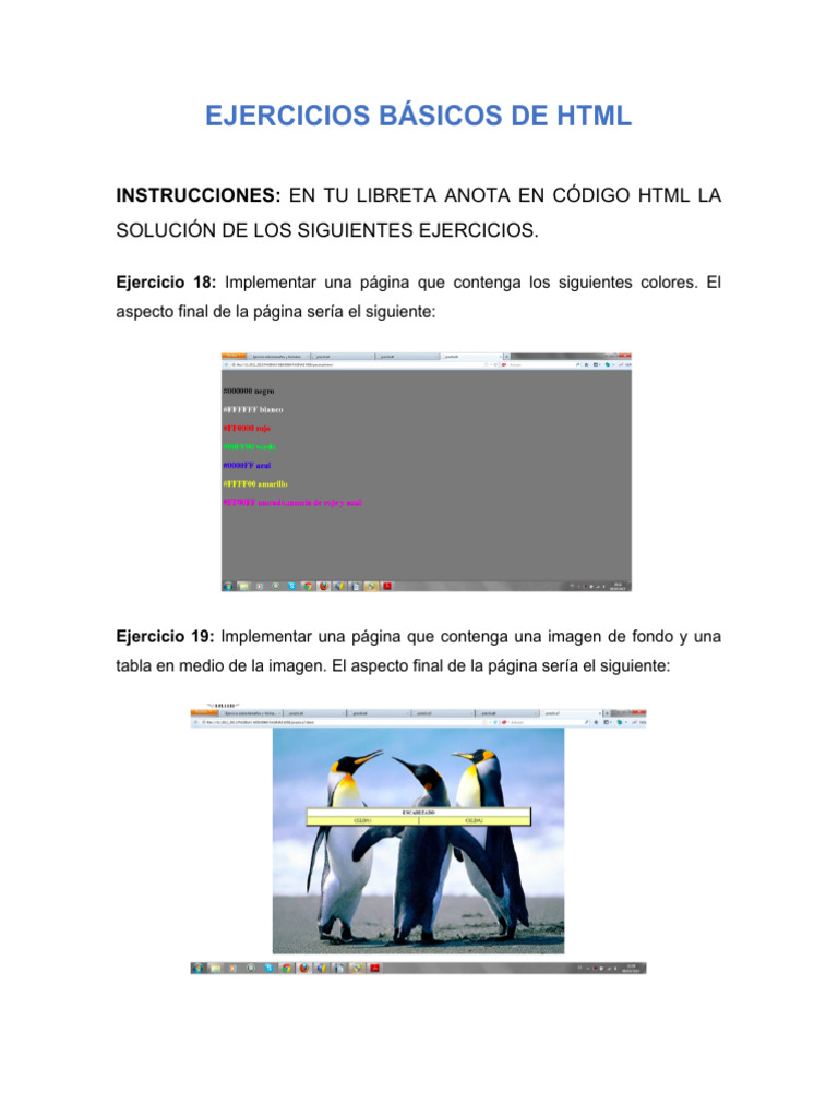 EJERCICIOS BÁSICOS DE HTML 31-MAYO-24 | PDF