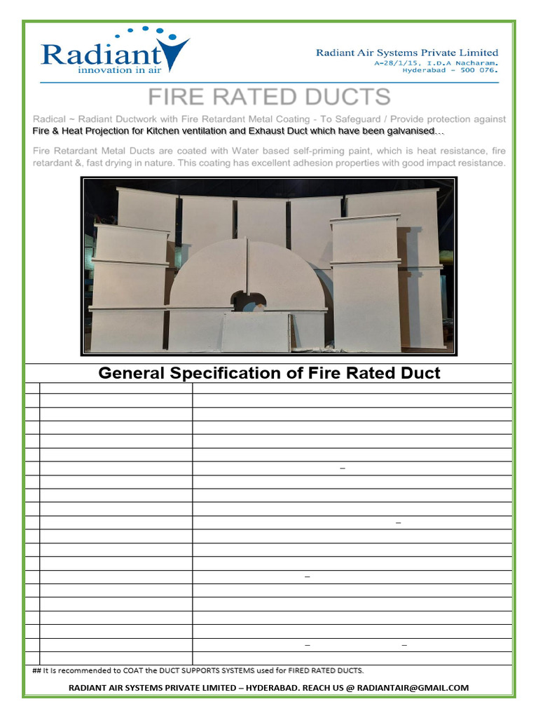 Radiant Air - Fire Rated Ducts - TDF | PDF | Duct (Flow) | Building ...