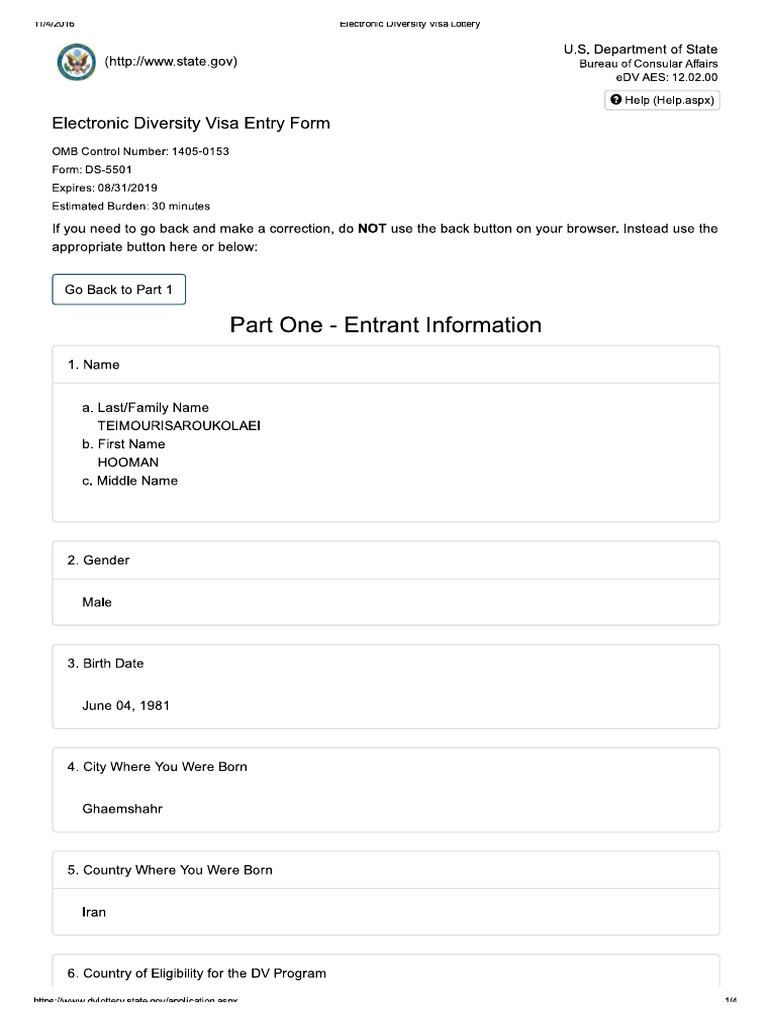 Electronic Diversity Visa Lottery | PDF