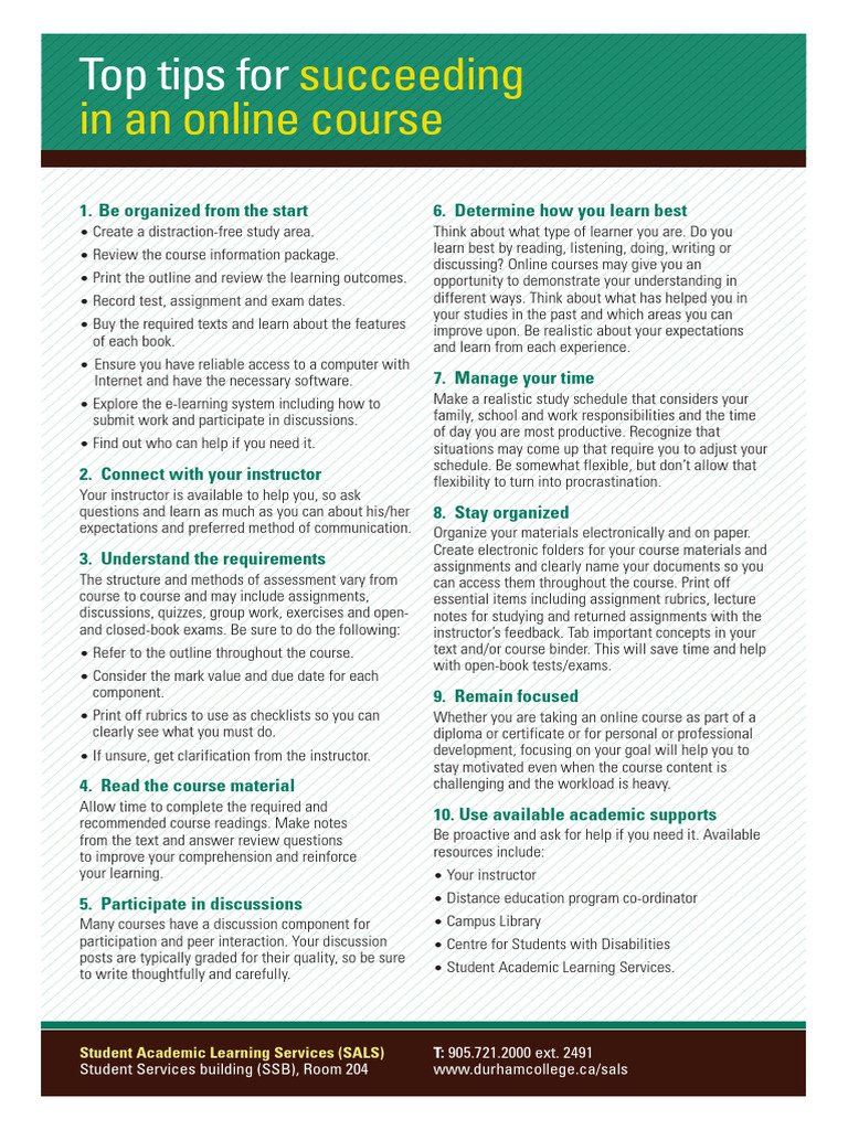 Top Tips For Succeeding in An Online Course | PDF | Educational ...
