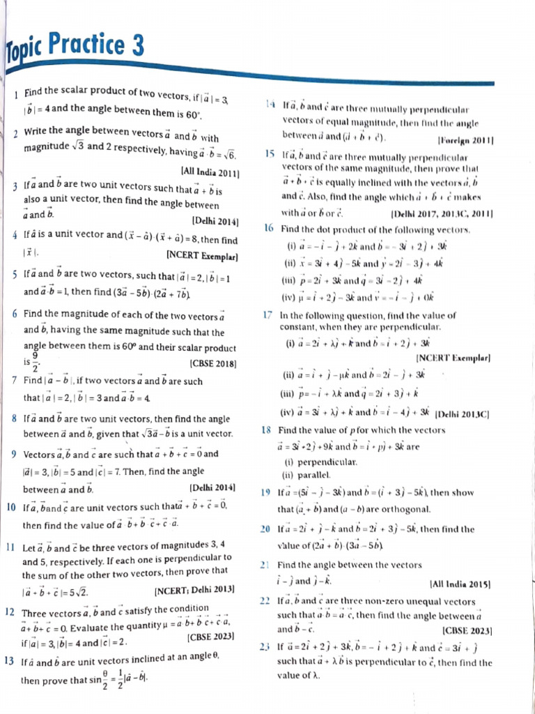 Vectors (Assignment) | PDF | Euclidean Vector | Angle