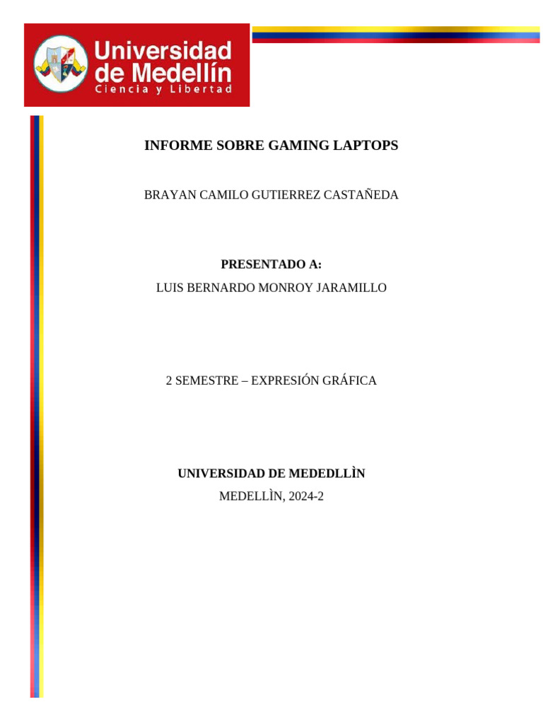 Informe Sobre Gaming Laptos Camilo Gutierrez Castañeda | PDF | Memoria de acceso aleatorio ...