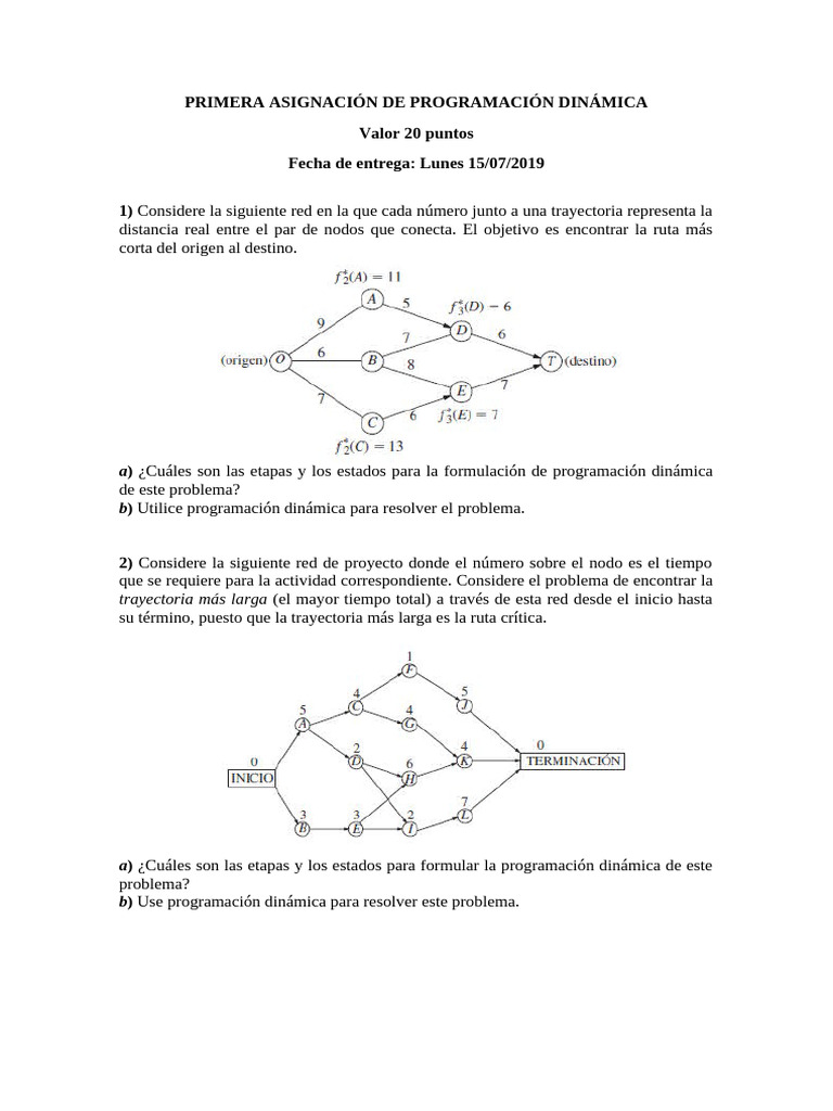 PRIMERA ASIGNACIÓN DE PROGRAMACIÓN DINÁMICA UNEXPO | PDF