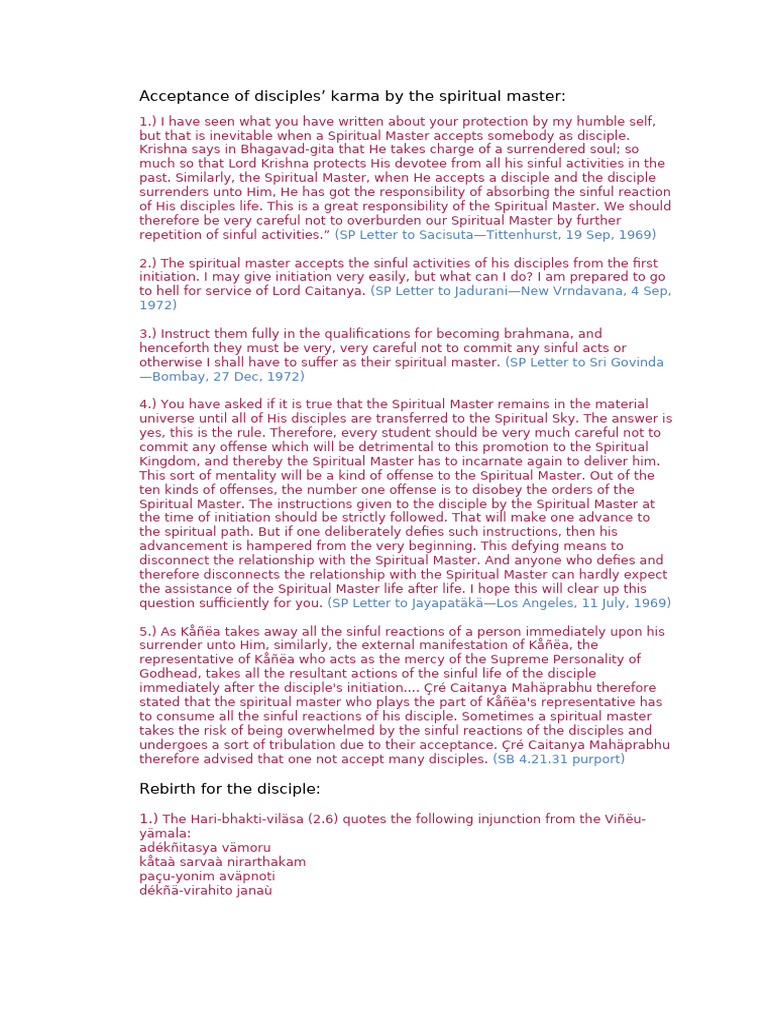 Transfer of Karmic Reactions To The Guru | PDF | Krishna | Hinduism