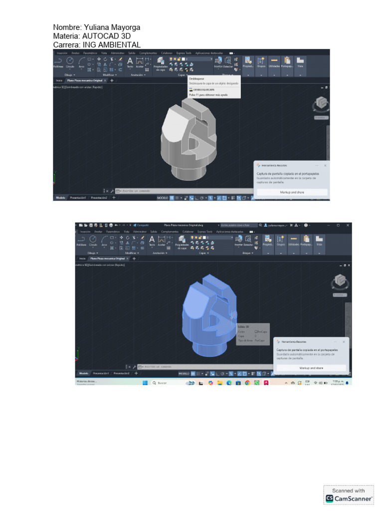 Trabajo 1 Autocad 3d | PDF