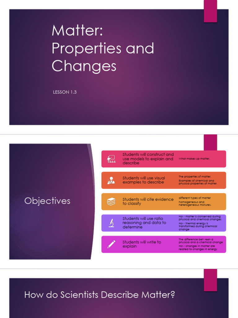 Understanding Matter: Properties & Changes | PDF | Chemical Substances ...