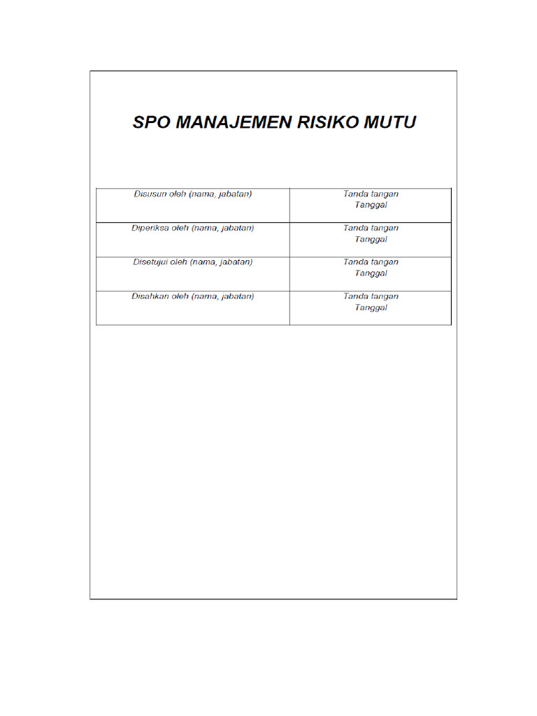 Contoh SPO Manajemen Risiko | PDF