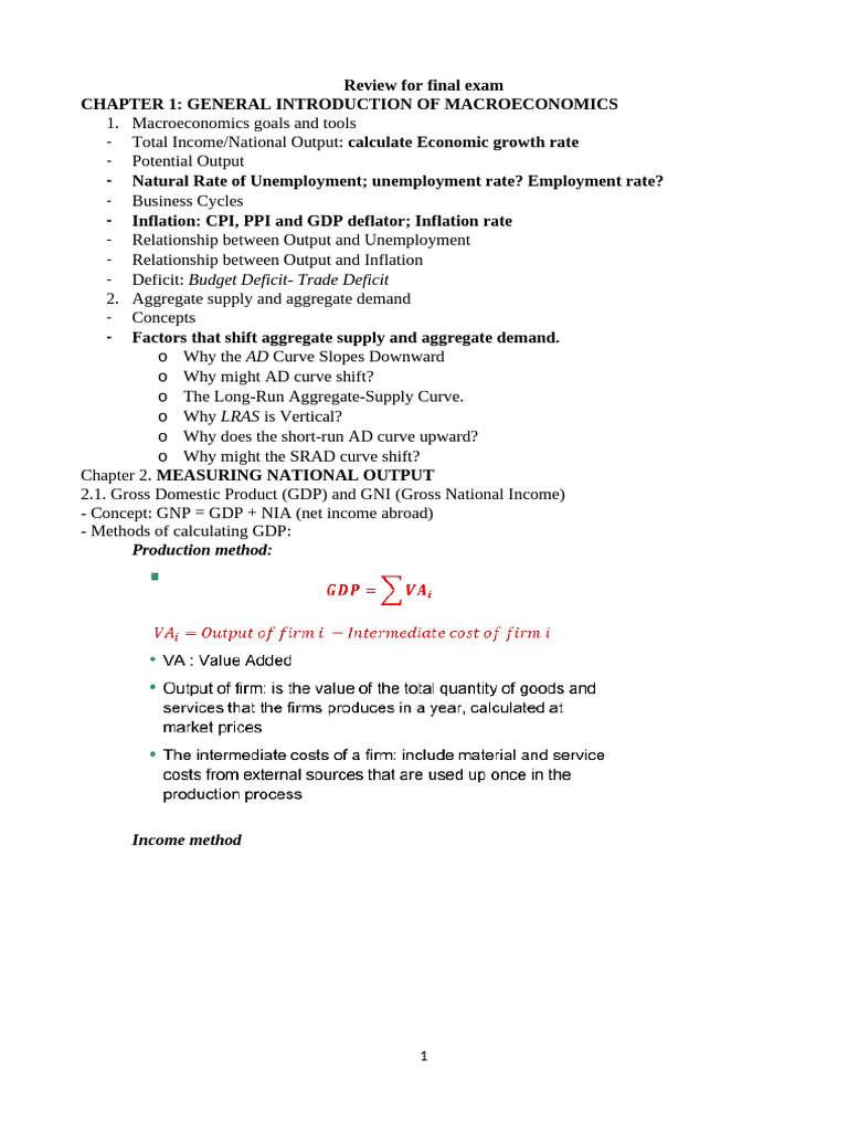 Macroeconomics Final Exam Review Guide | PDF | Cost Of Living | Inflation